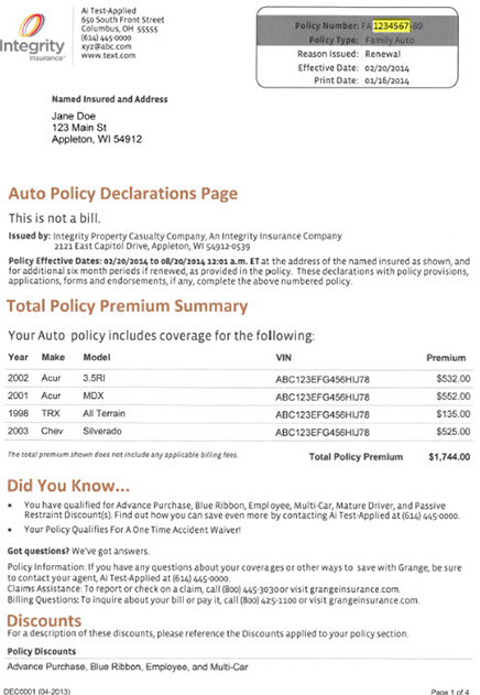 One Time Payment | Integrity Insurance